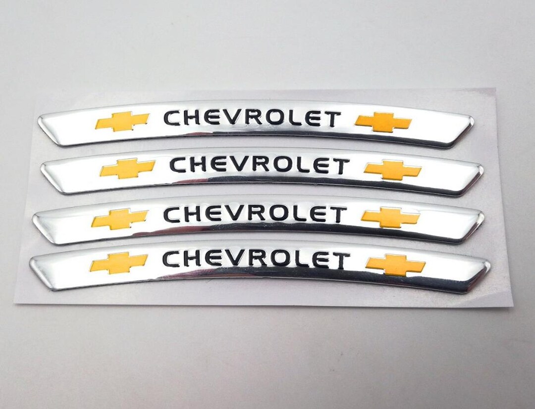 Chevrolet 4x9cm (90mm) Metal Silver Wheel Rim Stickers for Chevrolet ...