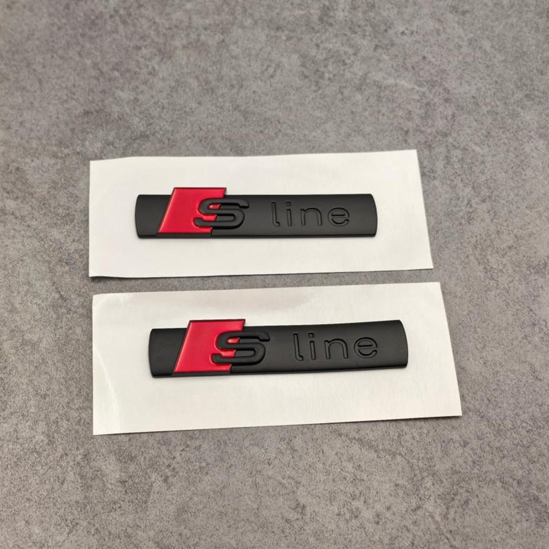 Audi S-LINE Side Emblems Matte Black 7.3cm Set of 2 Fender Badges Car ...