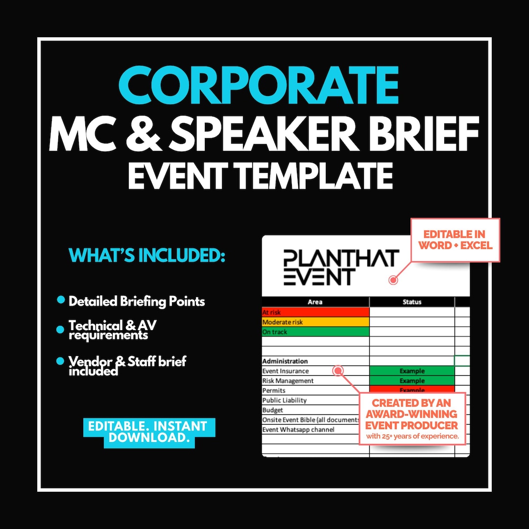 Corporate Event Planning Briefing Set - Speaker, MC, Vendor and Staff ...