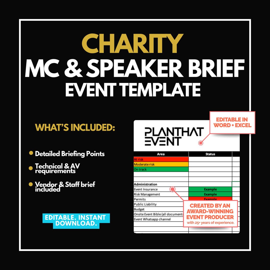 Charity Event | MC, Speaker, Vendor & Staff Briefing Template ...