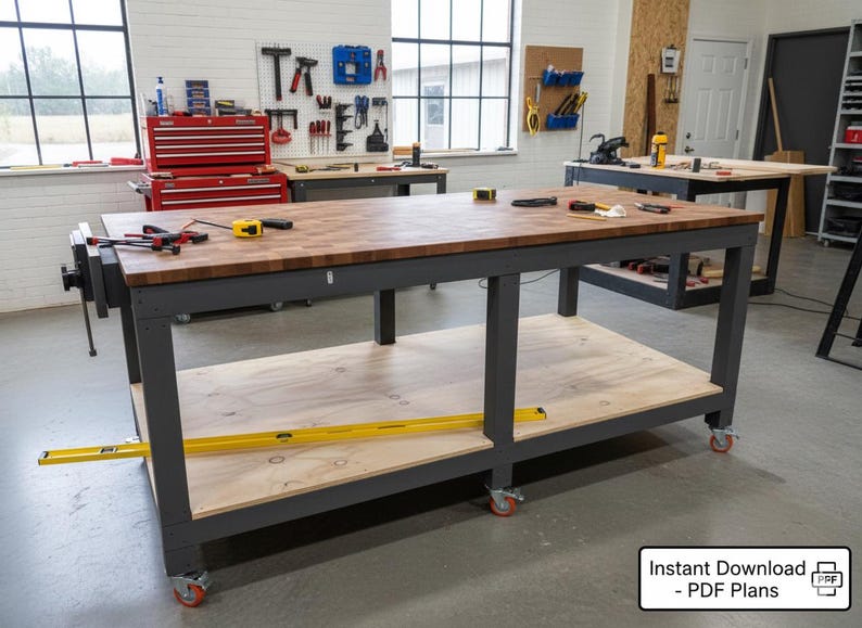DIY Workbench Plans: 4x8 Garage Workbench Blueprint, Garage Workshop ...