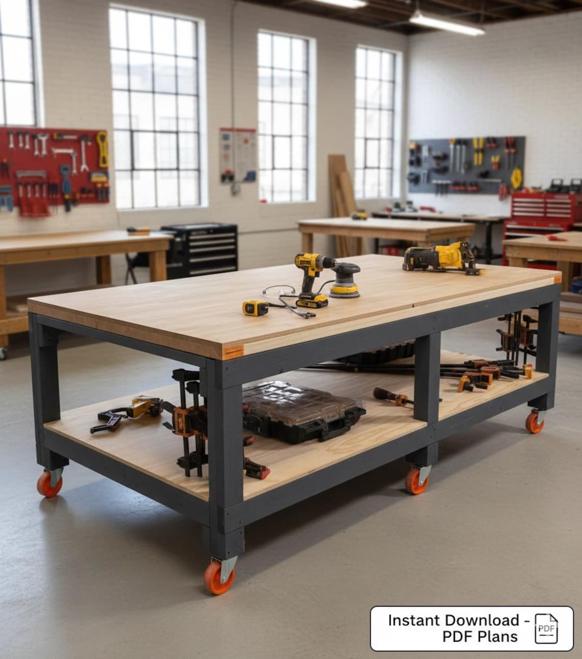 DIY Workbench Plans: 4x8 Garage Workbench Blueprint, Garage Workshop ...