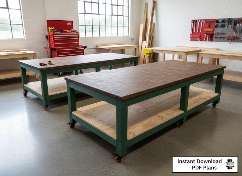 DIY Workbench Plans: 4x8 Garage Workbench Blueprint, Garage Workshop ...