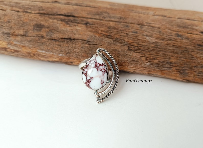 Wild Horse Turquoise Stone 925 Sterling Silver Ring, White and Brown ...