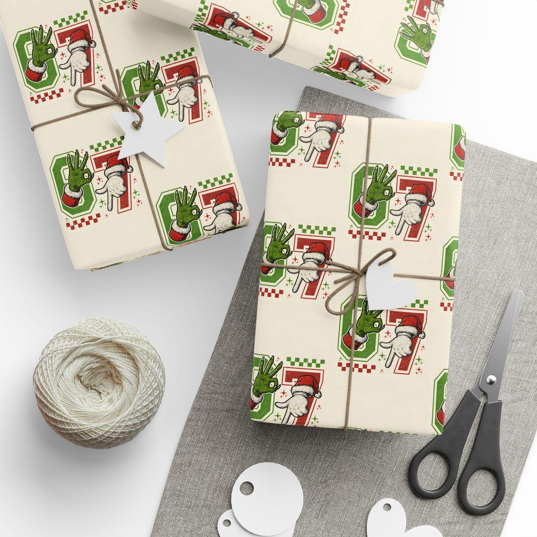 67 Christmas Wrapping Paper Retro, 6 7 Wrapping Paper, Six Seven ...