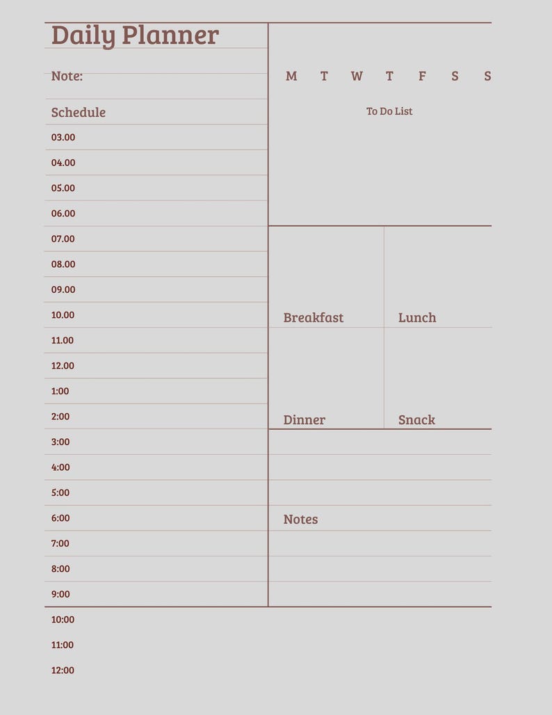 Printable Daily Planner To-do List Meal Tracker - Etsy