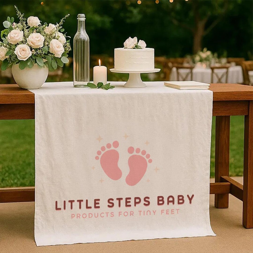 Custom Logo Table Runner for Baby Boutique, Pop up Shop Table Decor ...