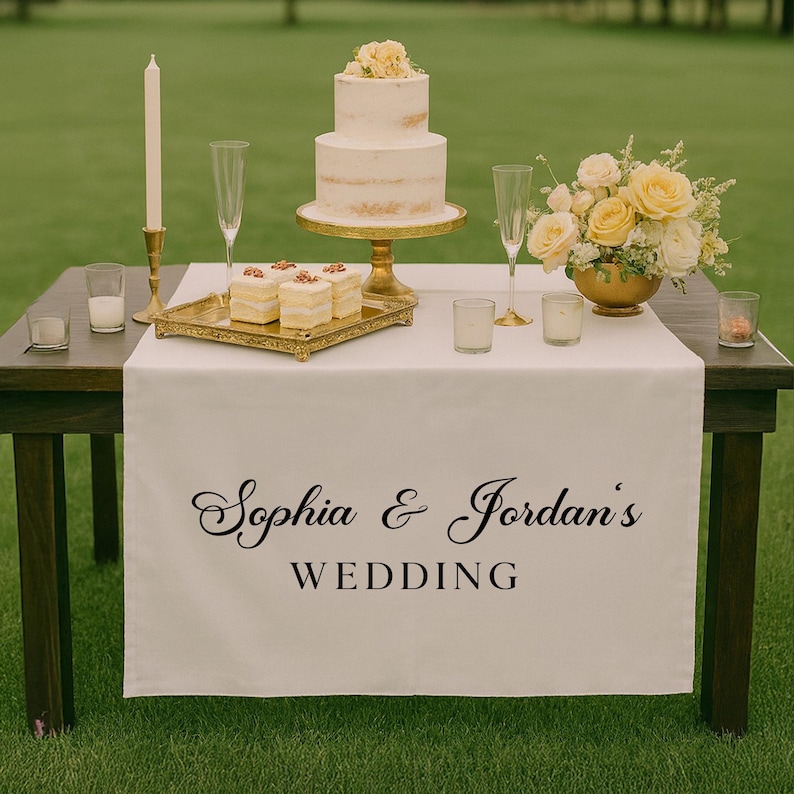 Custom Wedding Table Runner, Linen Personalized Last Name Sign - Etsy