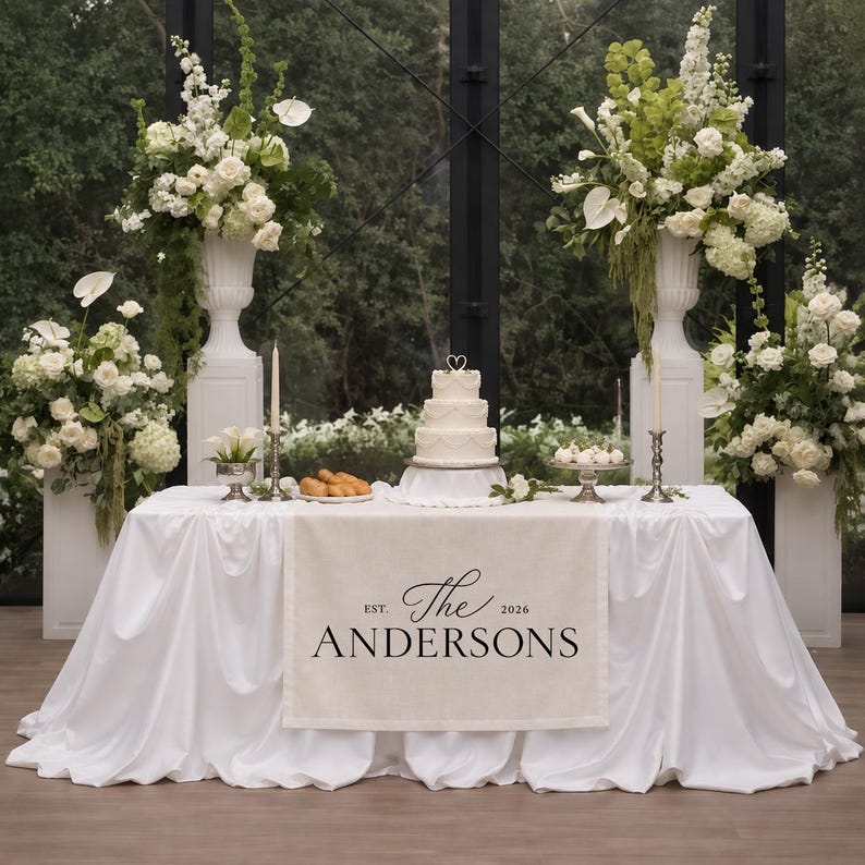 Personalized Wedding Table Runner, Custom Last Name Sweetheart Table ...