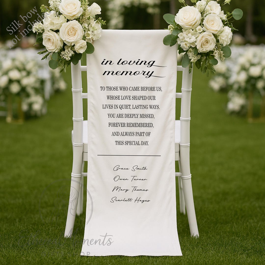 Personalized Wedding Memorial Chair Banner, Remembrance Sign - Etsy