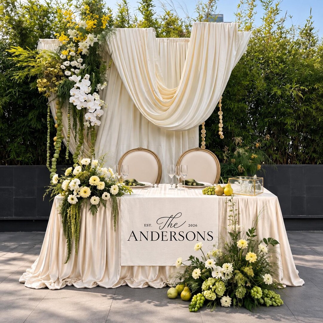 Personalized Wedding Table Runner, Custom Last Name Sweetheart Table ...