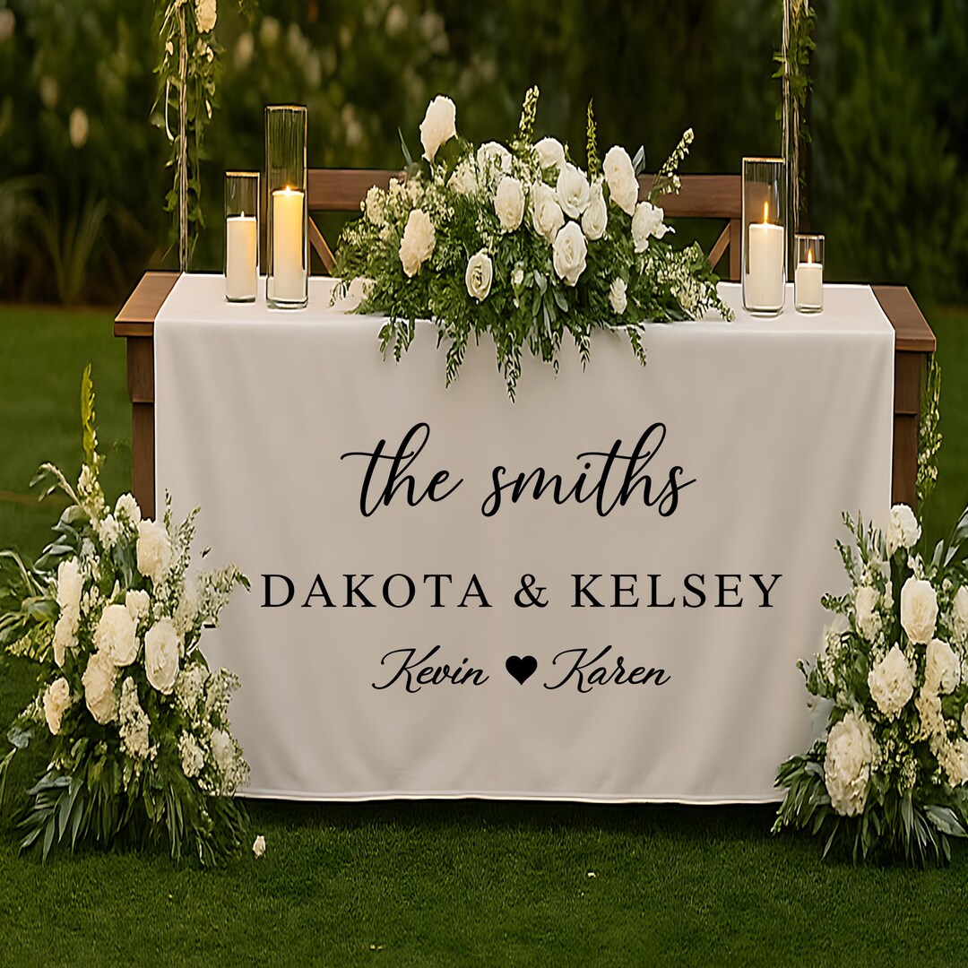 Custom Wedding Table Banner Sign, Linen Wedding Welcome Sign, Outdoor ...
