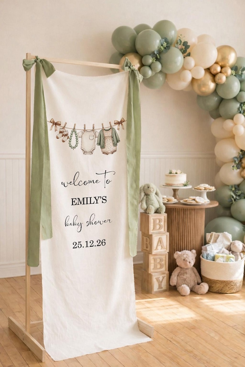 Personalized Baby Shower Banner, Custom Fabric Welcome Sign - Etsy
