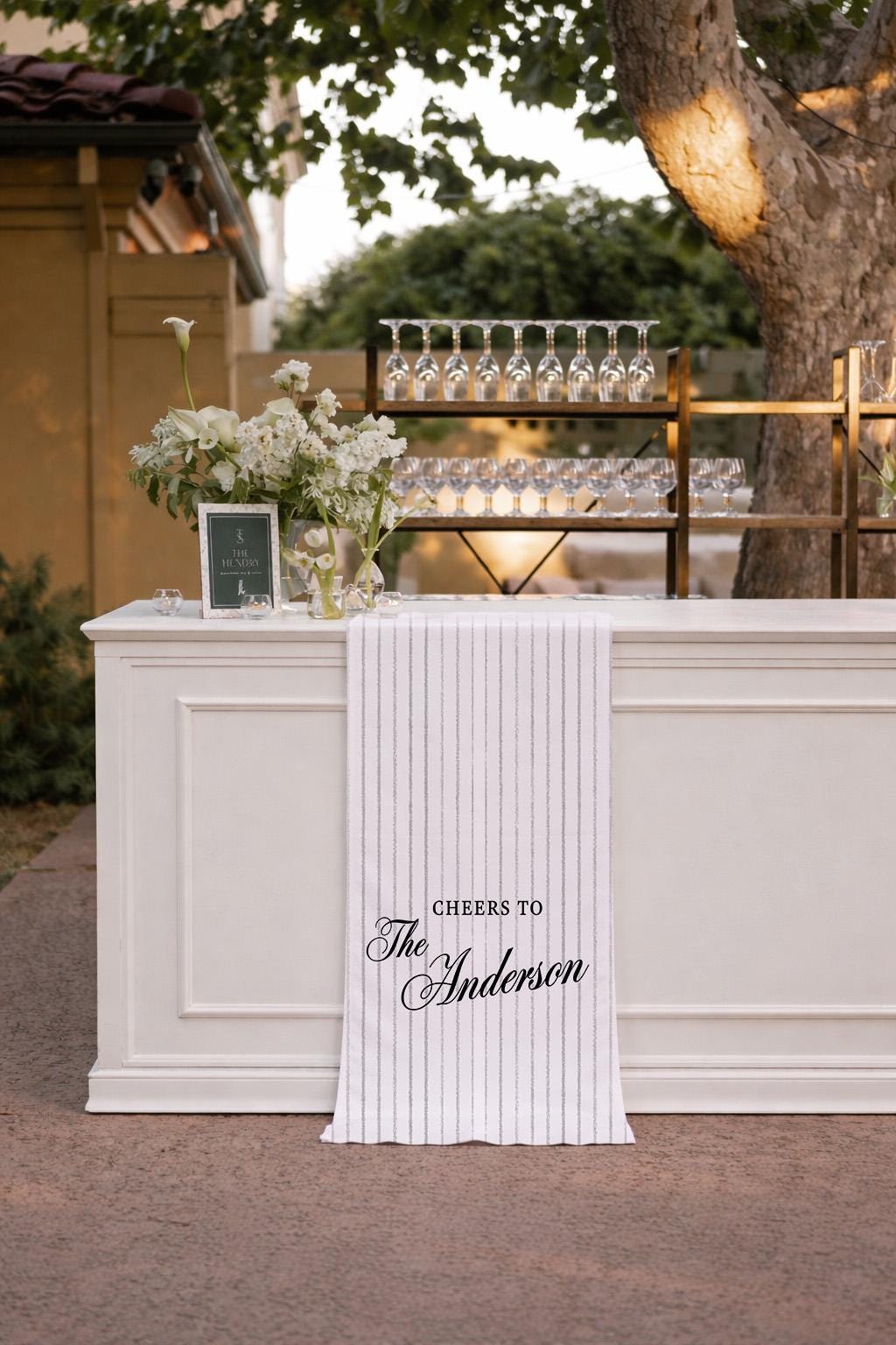 Personalized Wedding Bar Sign, Custom Linen Bar Runner, Cheers to Love ...