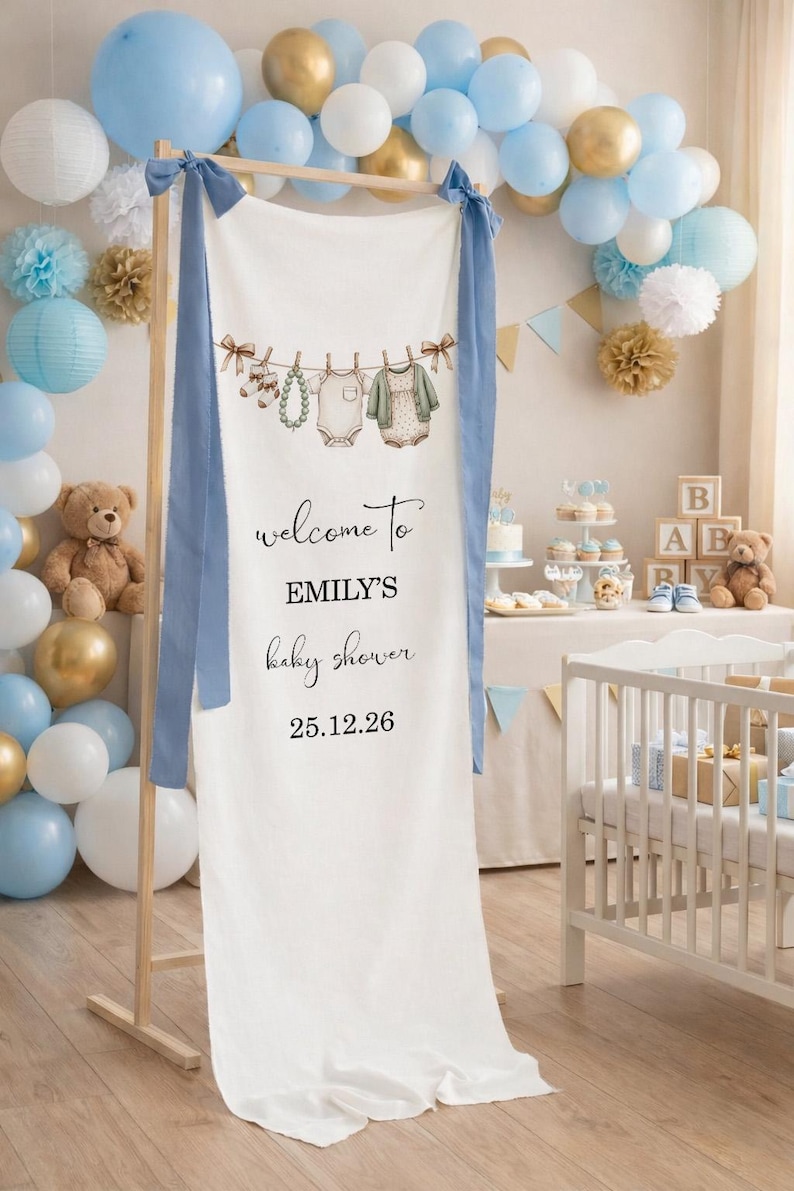 Personalized Baby Shower Banner, Custom Fabric Welcome Sign - Etsy