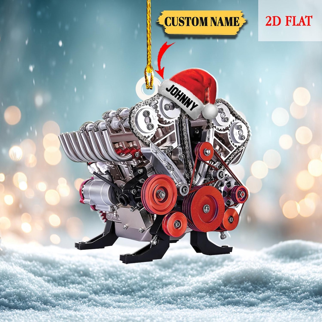 Personalized Car Engine Christmas Ornament, Mechanic Gift, Auto Lover ...