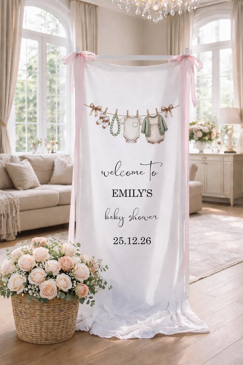 Personalized Baby Shower Banner, Custom Fabric Welcome Sign - Etsy