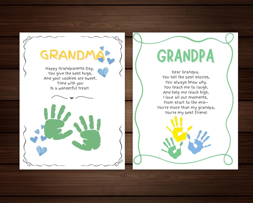 Grandparents Day Handprint Art Set – Gift for Grandma & Grandpa From ...