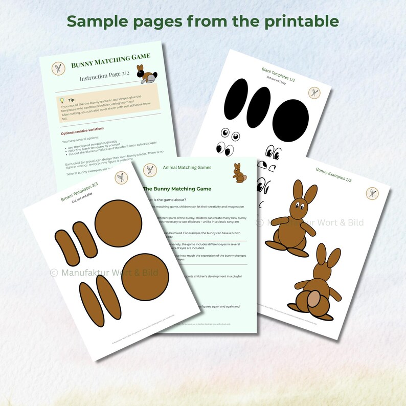 Easter Bunny Matching Game Printable, Preschool Learning Game, Toddler ...