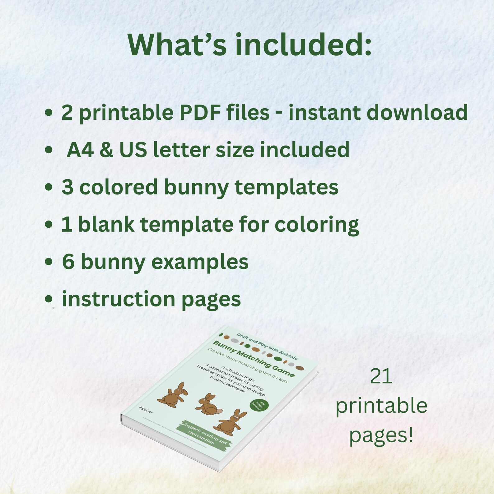 Easter Bunny Matching Game Printable, Preschool Learning Game, Toddler ...