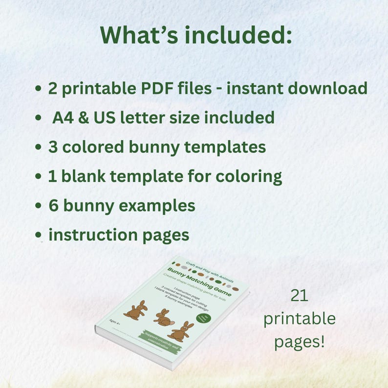 Easter Bunny Matching Game Printable, Preschool Learning Game, Toddler ...