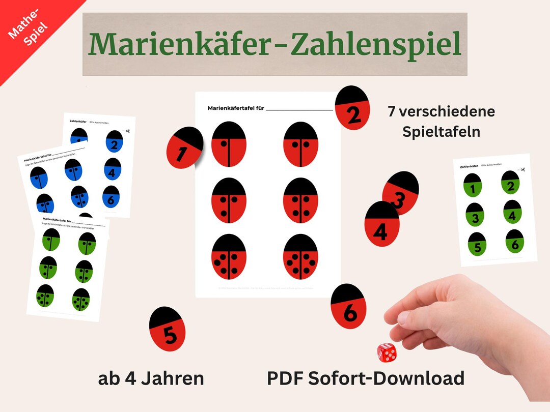 Ladybug Number Game Printable | Learning Numbers 1-6 | Educational Game ...