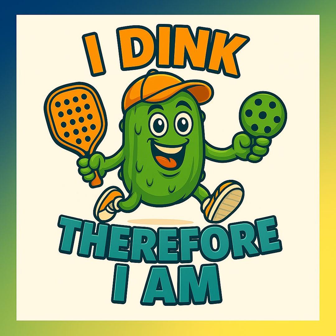 I Dink Therefore I Am Svg, Pickleball Funny Design PNG, Pickle Cartoon ...