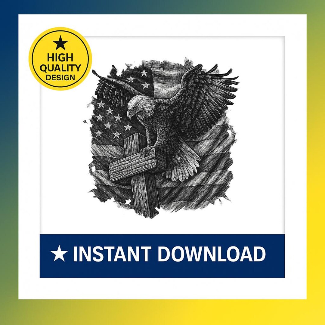 Patriotic Eagle Cross Png, American Flag Christian Art, Bald Eagle Jesu ...