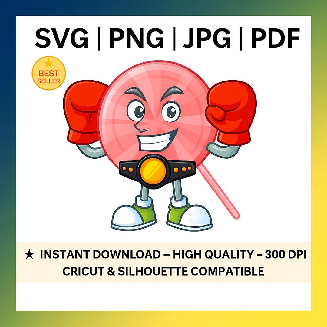 Boxing Lollipop Svg Funny Candy Fighter Clipart | Cute Champion ...