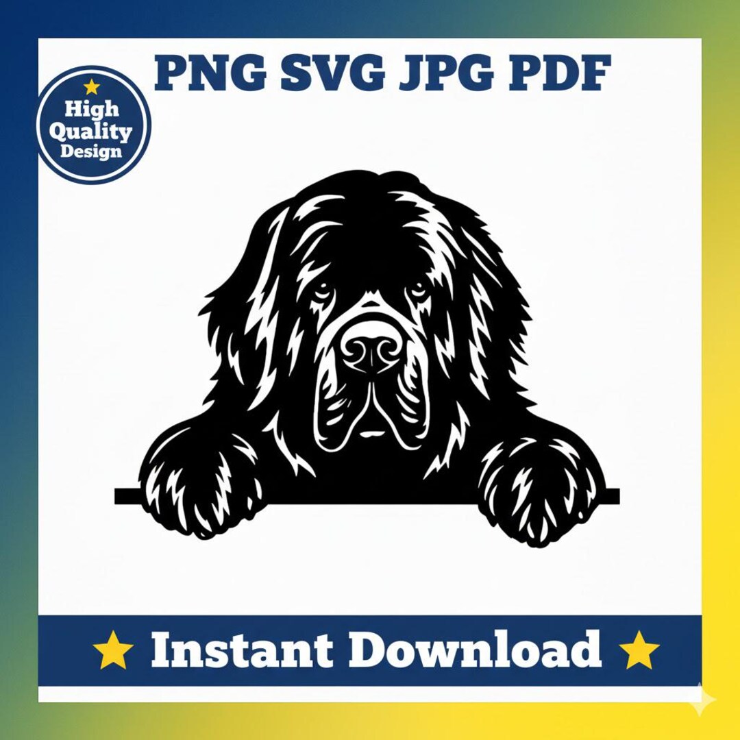 Newfoundland Dog SVG, Peeking Dog Cut File, Lover Clipart, Puppy ...