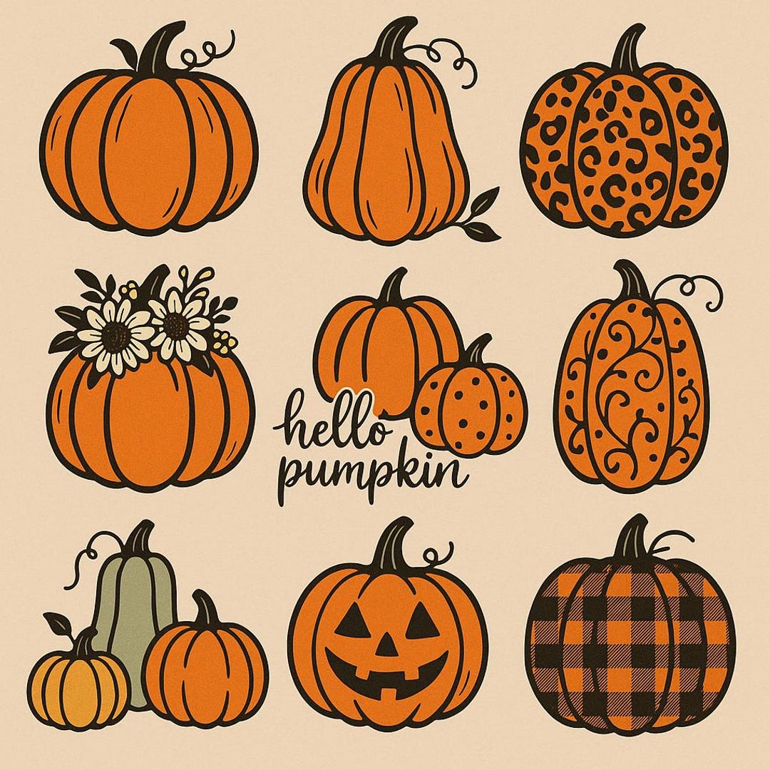 Pumpkin Clipart Bundle: Fall, Autumn, Halloween Designs (digital ...