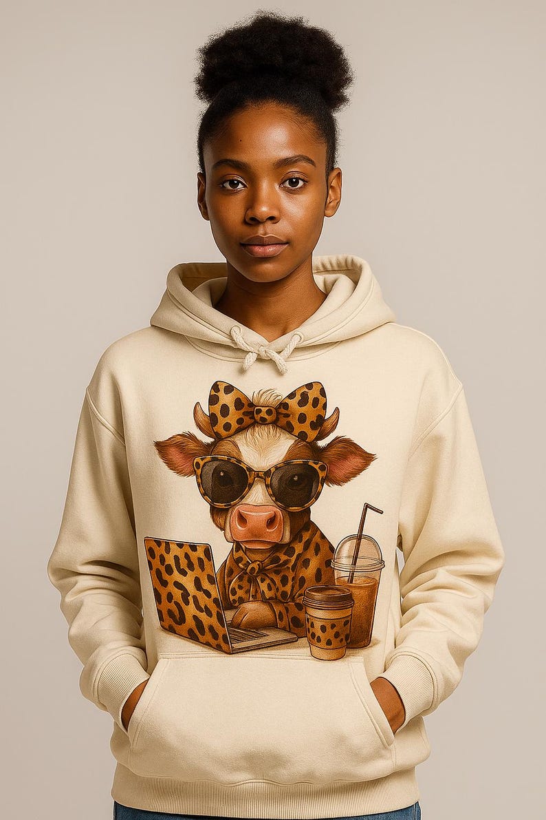 Leopard Cow With Laptop Clipart, Girl Boss PNG SVG (digital Download ...