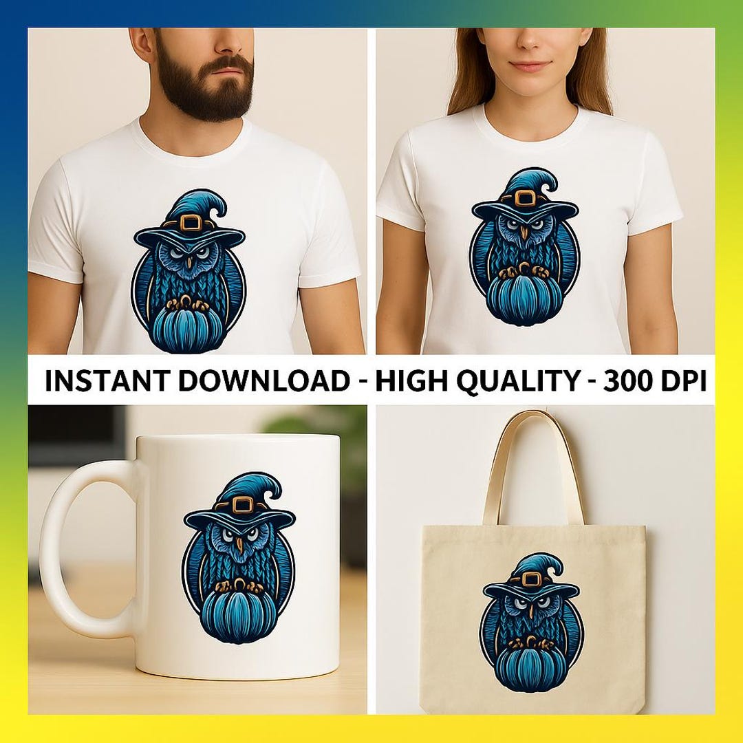 Halloween Witch Owl Clipart | Spooky Pumpkin Design (digital Download ...