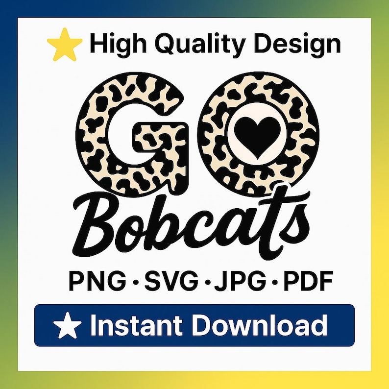 Go Bobcats Leopard Print SVG PNG, Go Team Hirt Design, School Spirit ...