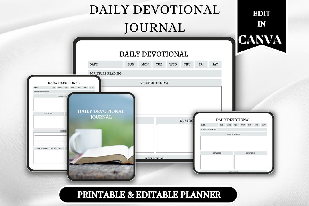 Daily Devotional Planner | Printable Bible Study Journal | Prayer ...