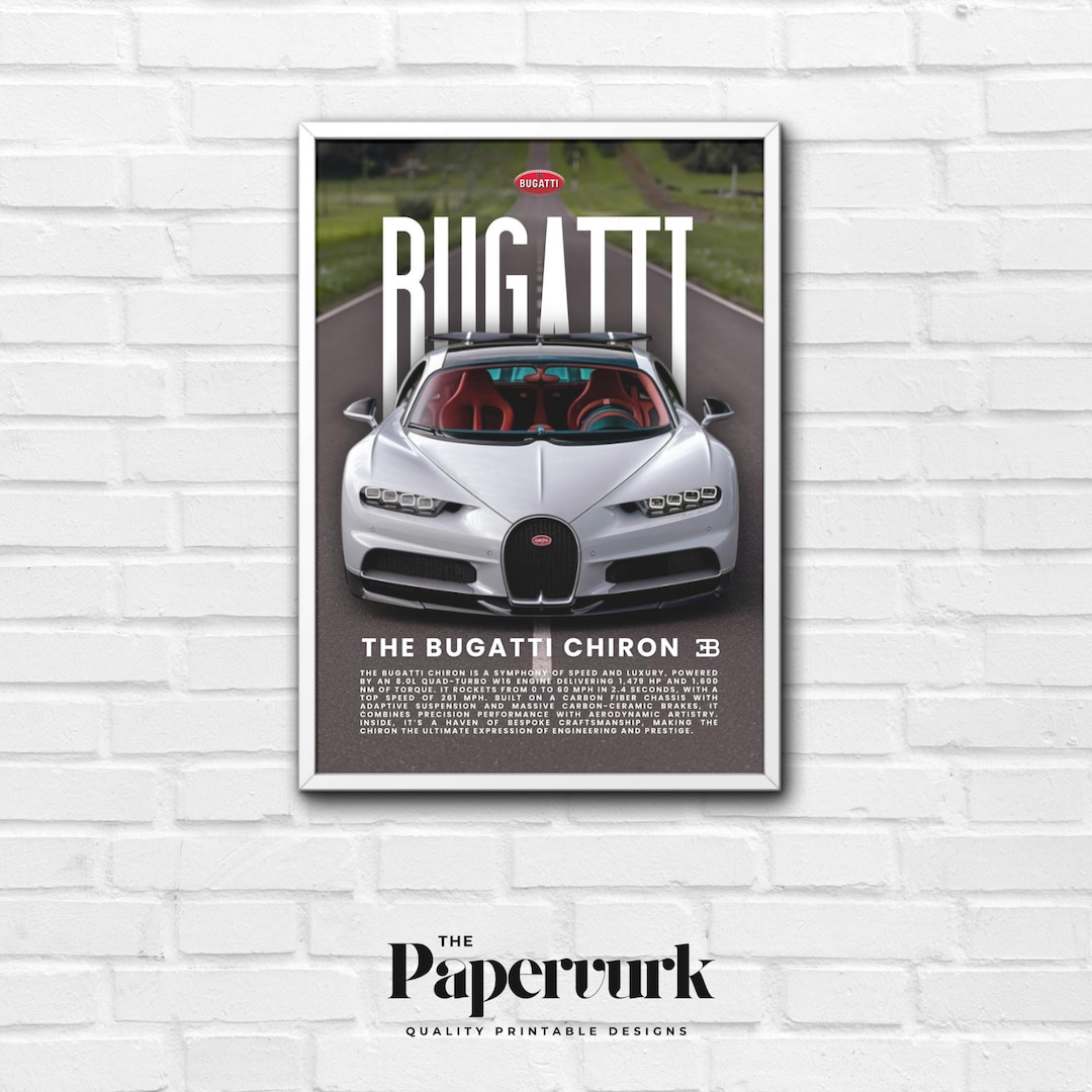 Bugatti Chiron Hypercar Art Print: Automotive Wall Decor (digital ...
