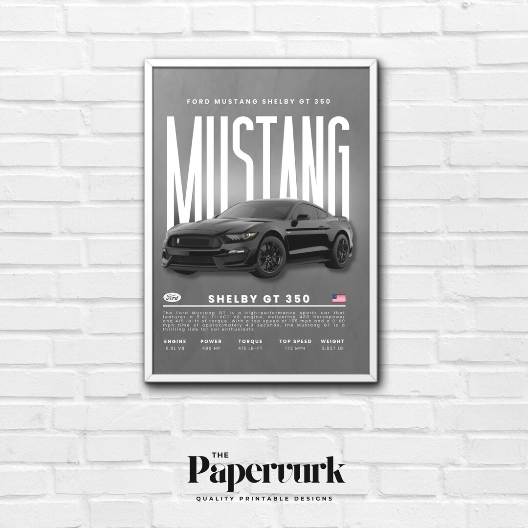 Ford Mustang Shelby GT350 Art Print: American Muscle Car (digital ...