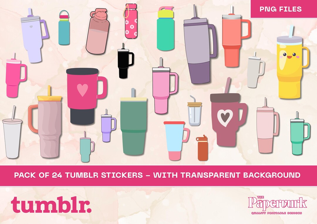 Pack of 24 Tumbler Png, Stanley Cup Inspired Png Clipart, Quencher Cup ...