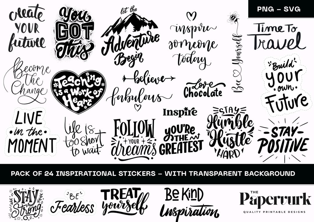 Inspirational Quotes SVG PNG Bundle: Positive Affirmations, Kindness ...