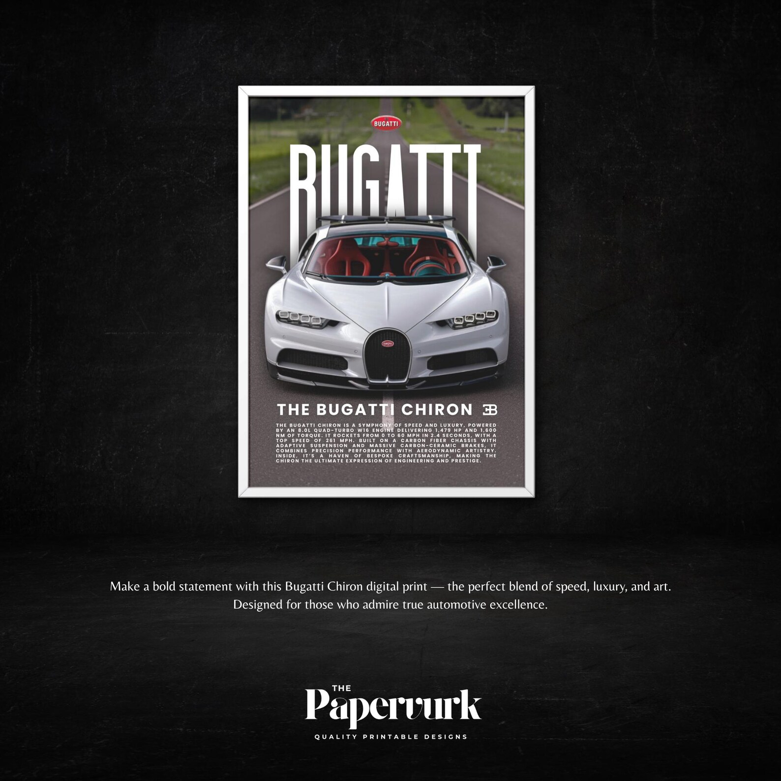 Bugatti Chiron Hypercar Art Print: Automotive Wall Decor (digital ...