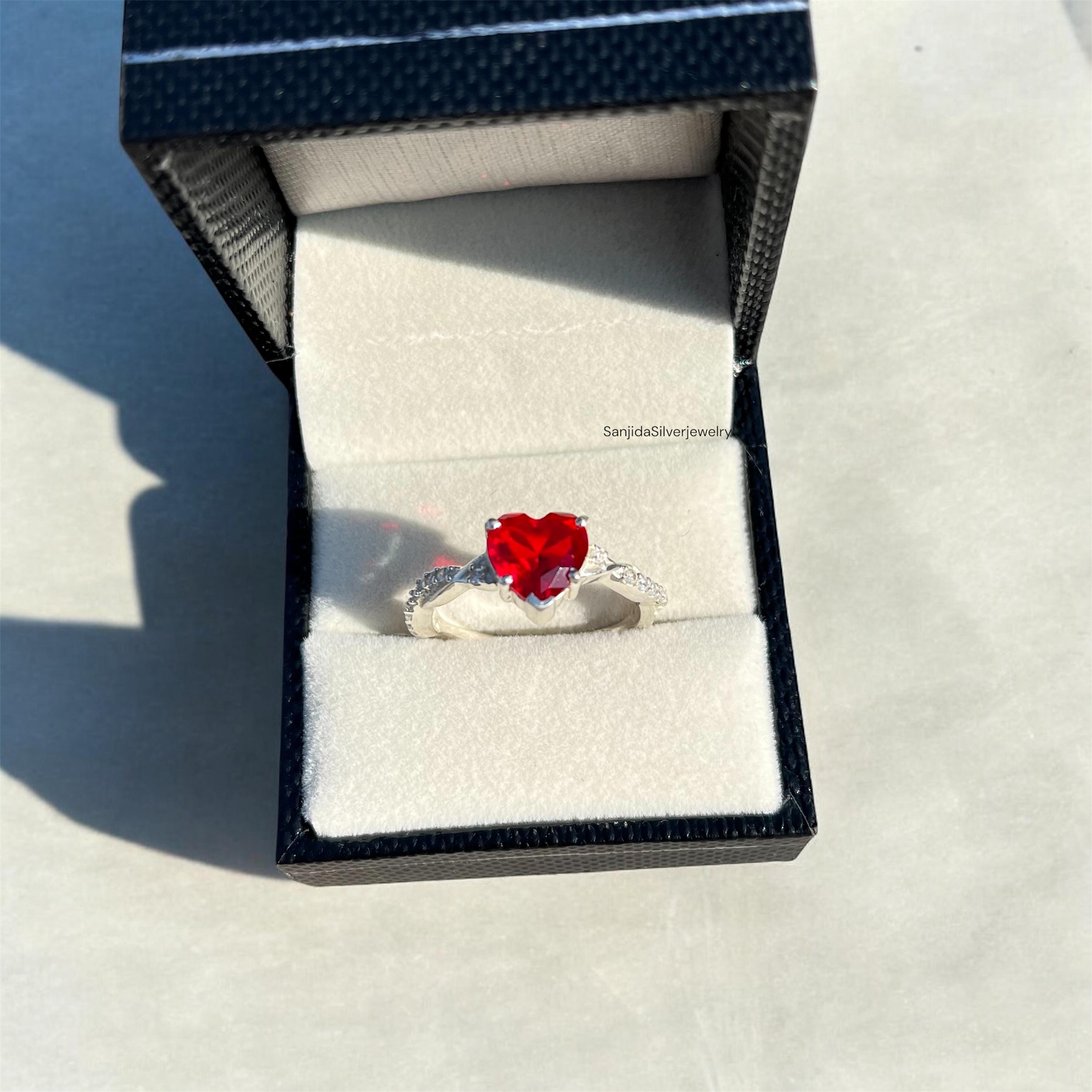 Heart Ruby Ring – Gold Twisted Vine Sterling Silver Promise Ring - Etsy