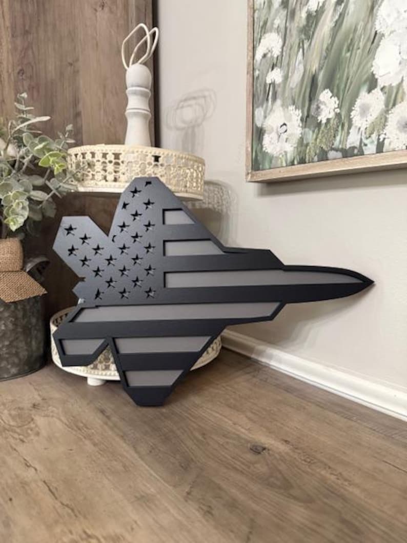 Handmade F-22 Raptor Wall Art | Stealth Fighter Jet Decor | USAF ...