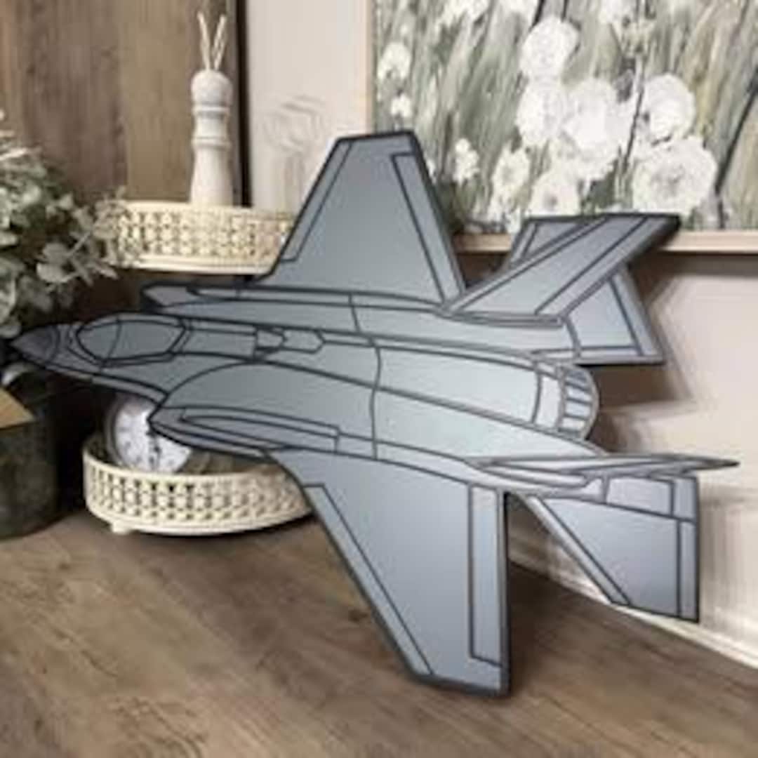 24” F-35 Fighter Jet Wall Art | Handmade Layered MDF Military Decor ...