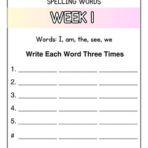 1st Grade Spelling Word Worksheets (20 Weeks) - Etsy