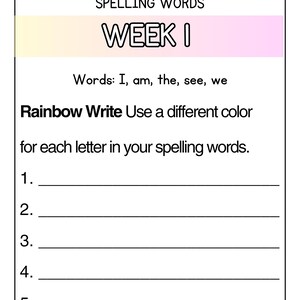 1st Grade Spelling Word Worksheets (20 Weeks) - Etsy