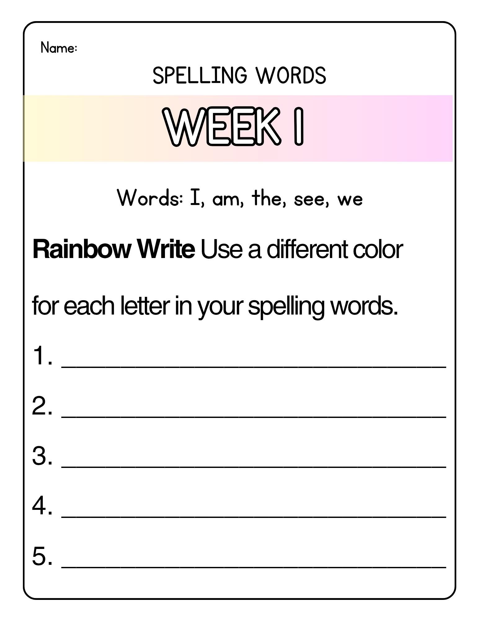 1st Grade Spelling Word Worksheets (20 Weeks) - Etsy