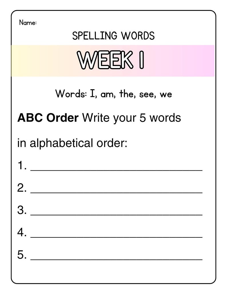 1st Grade Spelling Word Worksheets (20 Weeks) - Etsy