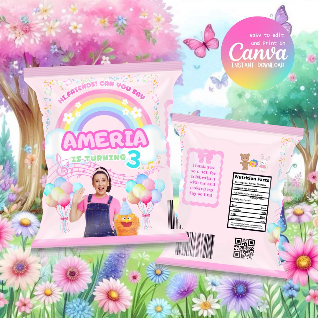 Buy Editable Ms Rachel Chip Bag Template | Printable Snack Wrapper ...