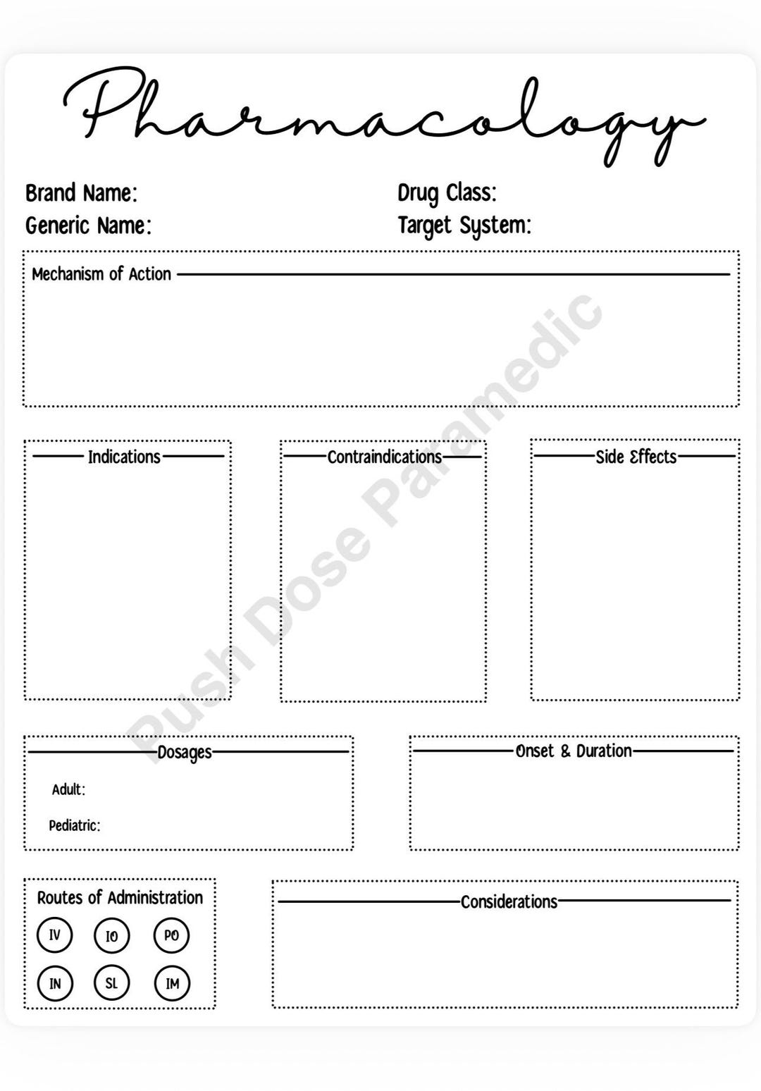 Pharmacology Drug Card Template | Nursing School Study Guide | Med Card ...