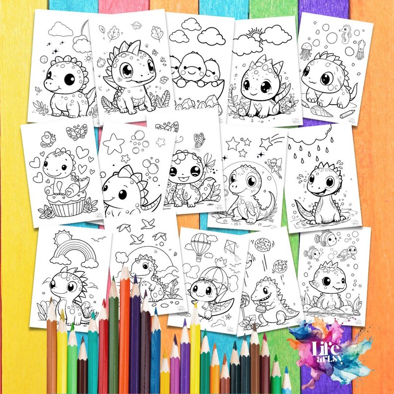 20 Coloring Pages Dino Theme for Kids – Printable PDF Activity Book ...